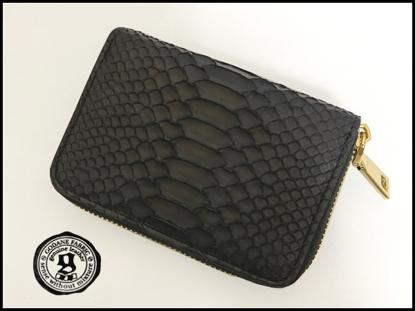 ゴダン GODANE ダイヤモンドパイソン ケース ミニ財布  小銭入れ 折財布 カードケース SPPW1106.mBK マットブラック