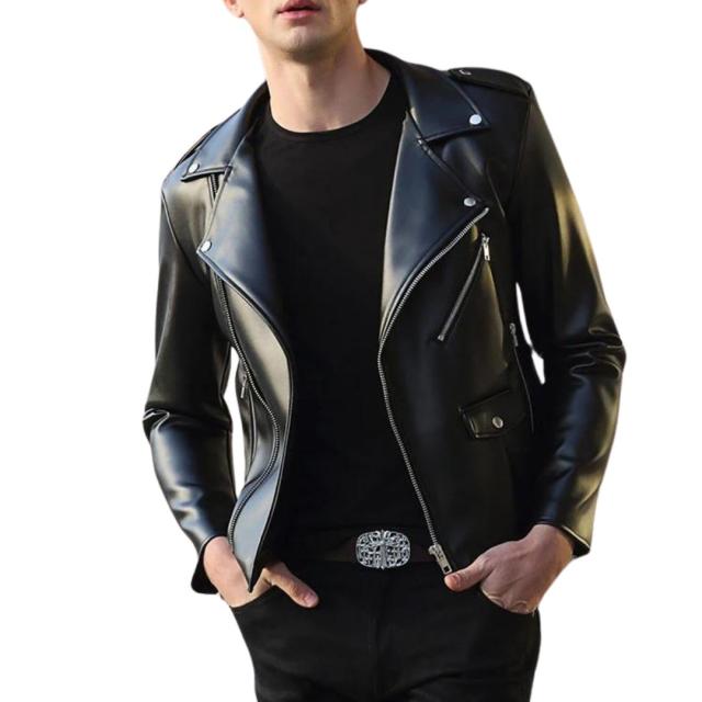 在庫限り】レザージャケット バイカー 光沢あり ブラックorブルー