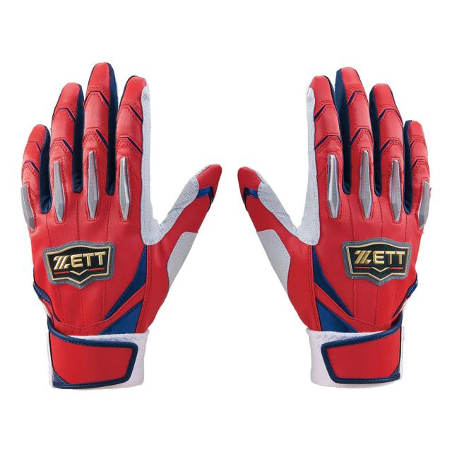 ゼット プロステイタス バッティンググローブ 両手用 一般用 野球 手袋 レッド×ネイビー BG13011D-6429