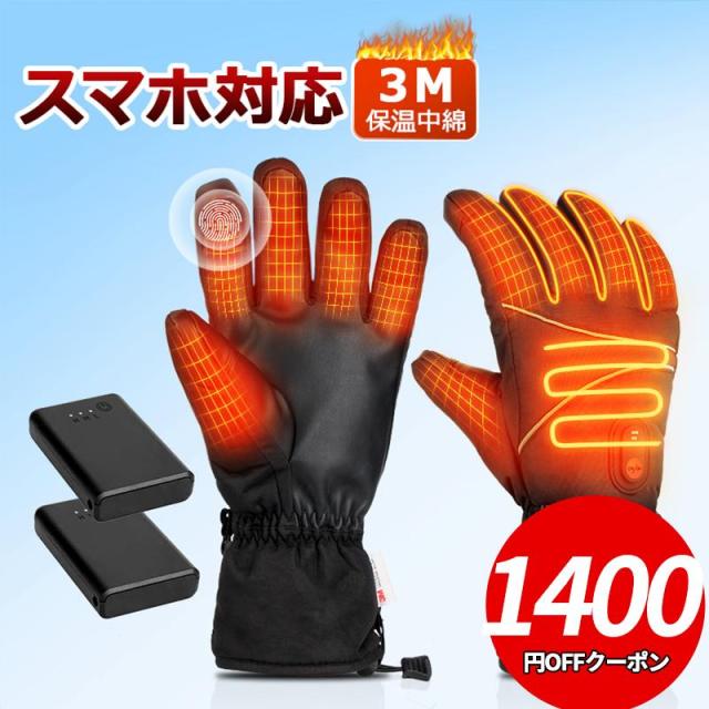 電熱グローブ ヒーターグローブ 電熱手袋 手袋ヒーター 手袋 3段階温度調整 スマホ対応 防水 防風 防寒 自転車 屋外作業