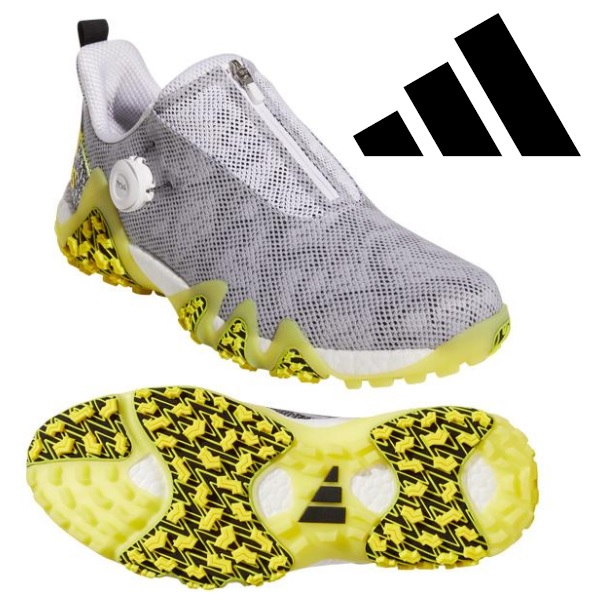 アディダス ゴルフシューズ コードカオス ボア LVL63 フットウェアホワイト/コアブラック/ビームイエロー GX0199 adidas Golf