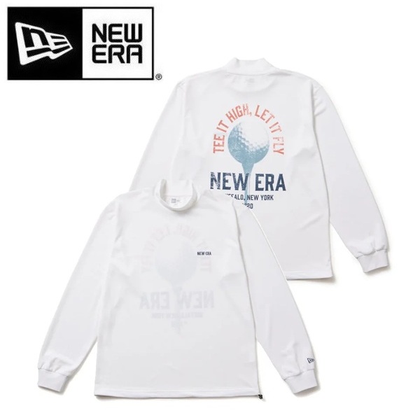 ニューエラ ゴルフ 長袖 ハイネック 鹿の子 Tシャツ ゴルフボール オフホワイト NEW ERA (14669869) 2025年秋冬モデル