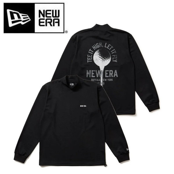 ニューエラ ゴルフ 長袖 ハイネック 鹿の子 Tシャツ ゴルフボール ブラック NEW ERA (14669870) 2025年秋冬モデル