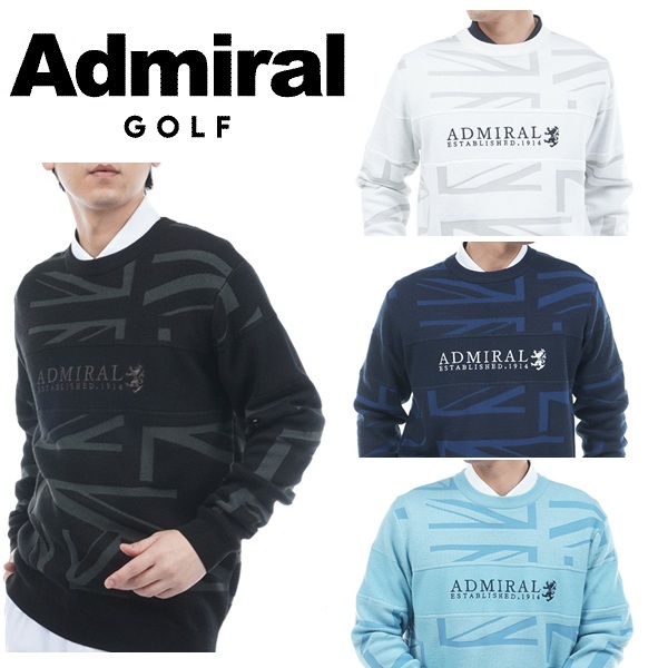 アドミラル ゴルフ メンズ UJジャガード クルーネックセーター ADMIRAL GOLF ADMA564 2025年秋冬モデル