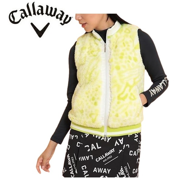 キャロウェイ ゴルフ レディース ベスト レオパードプリント ファー ベスト Callaway Golf C24216203