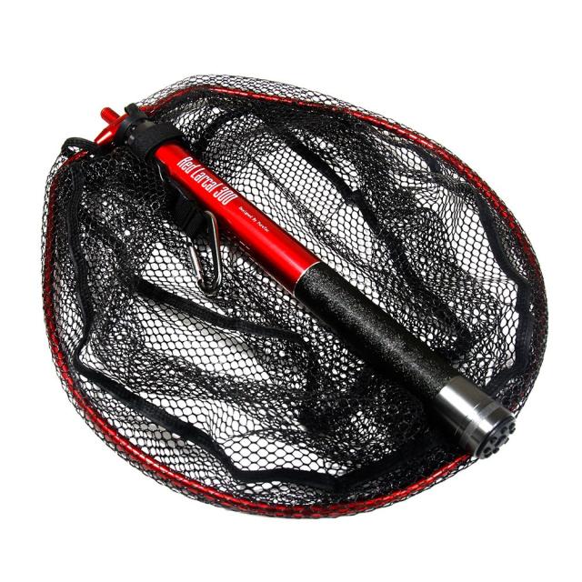 ランディングシャフト ＆ ネット セット Red Larcal(レッドラーカル)300 + オーバルフレーム ランディングネットS 赤 (190141-red)｜オカッパリ タモ網 シャフト ネット タモ 網 玉の柄 アジング メバリング アジ メバル チヌ バス 池 堤防釣り