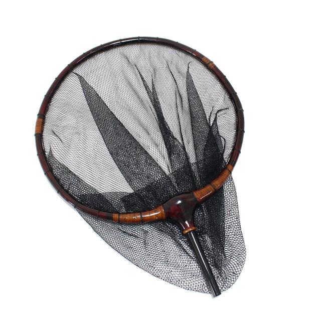 アウトレット 朱塗 籐巻き加工木製ヘラ玉網 尺2/3mm目 黒 (out-in-30037-36-bk)