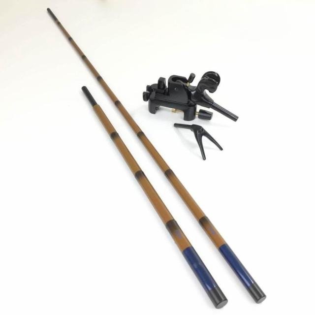 【コミ未調整商品】18 芳技(よしわざ) 竿掛け 1本半物 口巻＋ 大砲万力 コクタン(中型)(40104-20027set) ｜ヘラブナ へらぶな へら ヘラセット 竿掛け 万力セット 弓万力