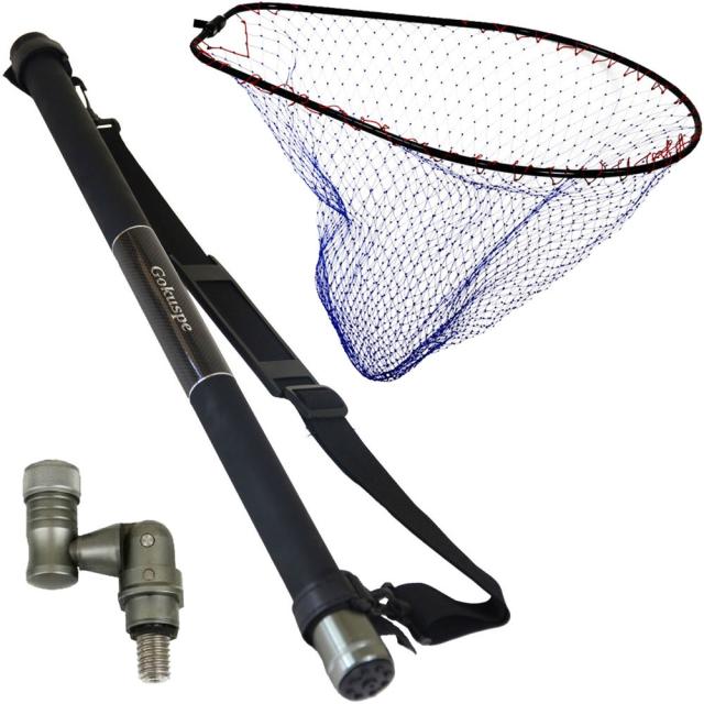 GOKUSPE(ゴクスペ) Evo-TooL(エボツール) 6ｍ ランディングネットL ナイロン網 3点セット ブラック (landingset-216)｜ランディングネット L 玉網 タモ