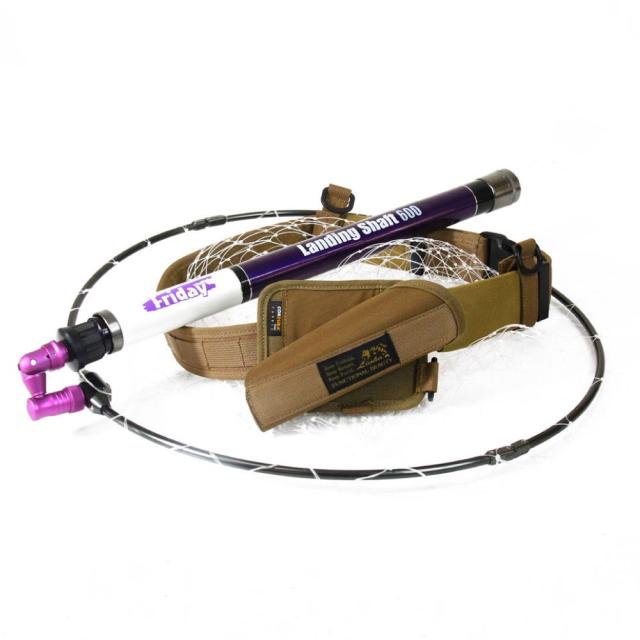おり釣具 フライデー ランディングネット 600 タモジョイント＆ホルダー(右差/左差)＆ベルト付き(カーキ/ブラック) 4点セット (netset-057)｜オカッパリ ランディング シャフト ギャフ チヌ シーバス エギング 釣り ネットホルダー ミリタリー MOLLESYSTEM リーニア