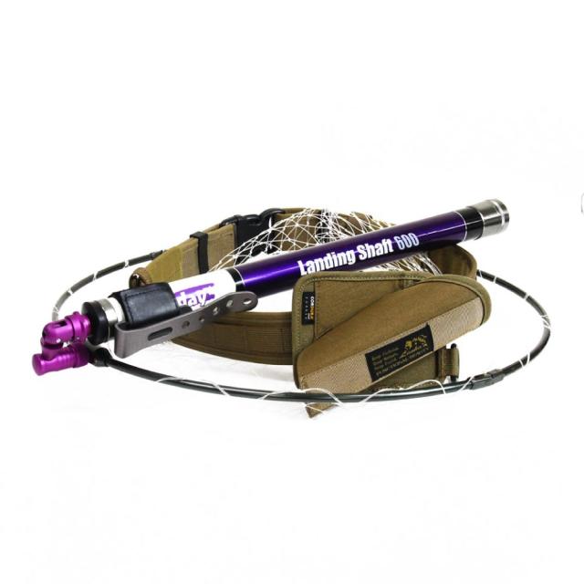おり釣具 フライデー ランディングネット 600 タモジョイント＆ホルダー(右差/左差)＆ベルト(カーキ/ブラック)＆ステー付き フルセット(netset-060)｜オカッパリ ランディング シャフト ギャフ チヌ シーバス エギング 釣り ネットホルダー ミリタリー MOLLESYSTEM リーニア
