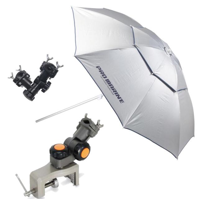 PROMARINE パラソル 3点セット AHK180 ヘラパラソルジャンボ ＆ 3WAY万力 ＆ ベルモント パラソル万力ダイキャスト (ori-parasol10)｜ヘラブナ用品 ヘラパラソル パラソル 万力 ヘラブナ へらぶな 釣具 おり釣具