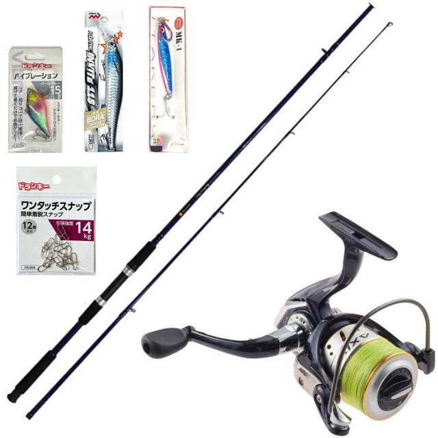 シーバスロッド ＆ PEライン付きリール フルセット ビッグシルバーファイター8.0f ＆ ラグジスLX4000SPE (seabassset-088)｜シーバス ロッド 8ft ライン付き スピニングリール ショアゲーム ライトショアゲーム