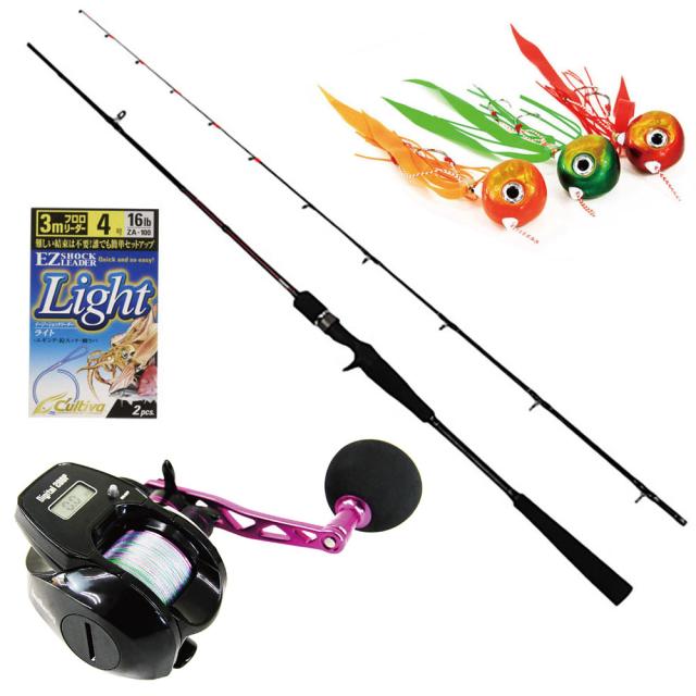 solfiesta タイラバロッド SPATHA 焔 692FMH ＆ デジタルカウンター付き ベイトリール フルセット (tairubberset-60)｜入門 ベイトロッド デジタルカウンター ライン付き ベイトリール 船竿 釣竿 鯛ラバ 60g タイラバ カブラ 鯛カブラ 真鯛 マダイ 692FMH