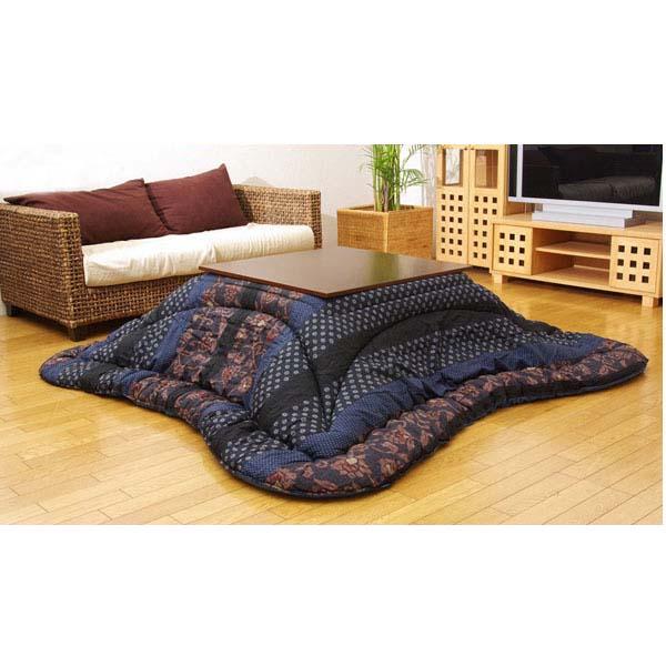 『代引不可』イケヒコ 万葉 こたつ厚掛け布団 205×285cm ブルー [ こたつ こたつ布団 厚掛け 厚掛け布団 和モダン ] 『返品不可』『送料無料（一部地域除く）』