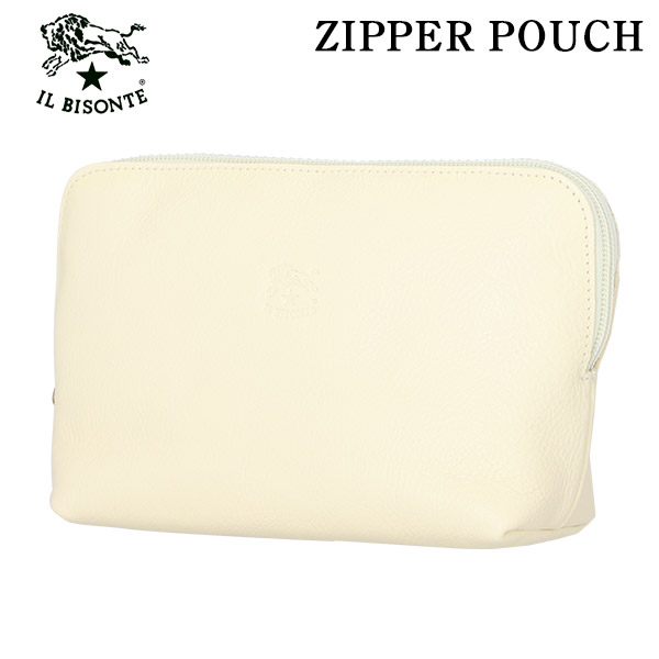 IL BISONTE イルビゾンテ POUCH ファスナーポーチ MILK ミルク WH176 SCA033 PV0001『送料無料（一部地域除く）』