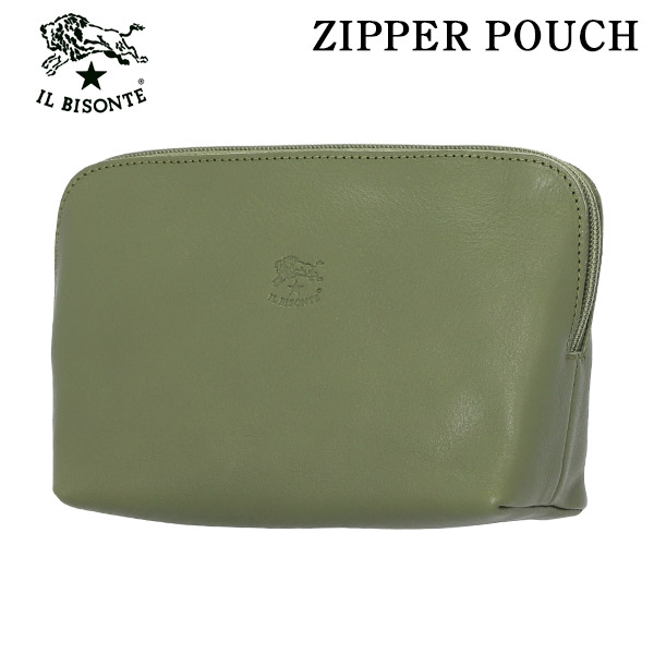 IL BISONTE イルビゾンテ POUCH ファスナーポーチ CIPRESSO チプレッソ GR373 SCA033 PV0001『送料無料（一部地域除く）』