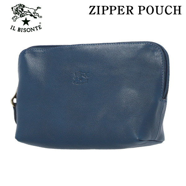 IL BISONTE イルビゾンテ POUCH ファスナーポーチ BLUE ブルー BL137 SCA033 PV0005『送料無料（一部地域除く）』