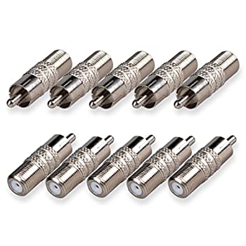 【未使用 中古品】DCFun RCA オス - F タイプ メス ビデオアダプター - 10 パック(中古品)