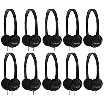【中古品】Koss KPH7 軽量ポータブルオンイヤーヘッドホンセット ブラック 10個パック(中古品)