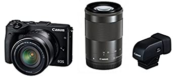 【中古】Canon ミラーレス一眼カメラ EOS M3 ダブルズームEVFキット(ブラック) EF-M18-55mm F3.5-5.6 IS STM EF-M55-200mm F4.5-6.3 IS STM 付属 EOSM3BK
