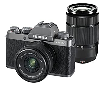 【中古】FUJIFILM ミラーレス一眼カメラ X-T100ダブルズームレンズキット ダークシルバー X-T100WZLK-DS