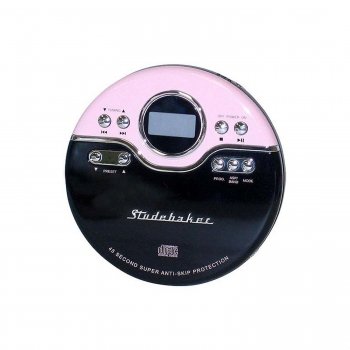 Studebaker SB3703PB Retro Joggable Personal AM/FM CD Player-ピンク/ブ (中古品)