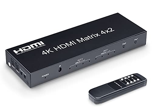 ELEVIEW HDMI 切替器 分配器 マトリックス 4入力 2出力 4K 音声分離機能 ( (中古品)