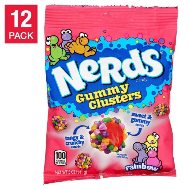 【お取り寄せ商品】【アメリカコストコ品】ナーズ グミ クラスター レインボー 約141g  12 個入り Nerds Gummy Clusters, Rainbow, 5 oz, 12-count