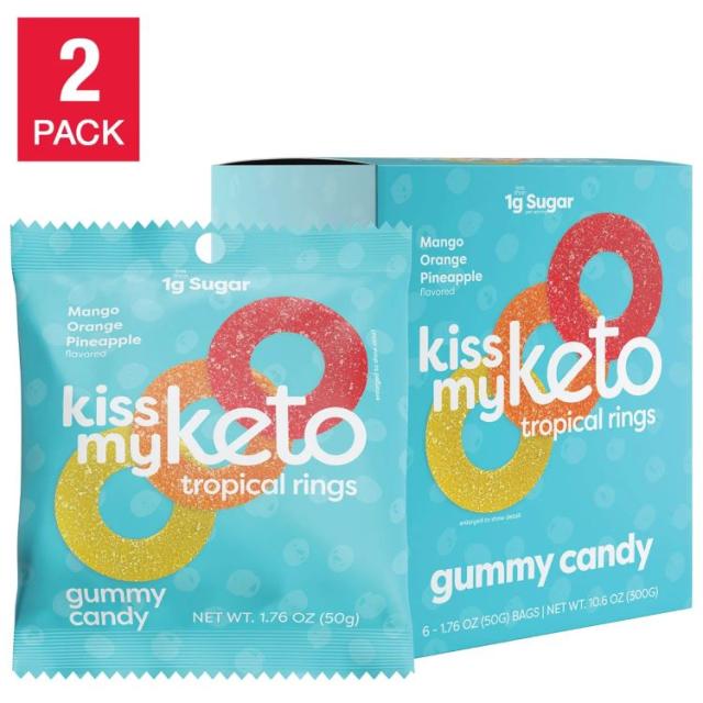 【お取り寄せ商品】【アメリカコストコ品】キスマイケトグミ トロピカルリング 6個入り 2パック Kiss My Keto Gummies Tropical Rings, 6-count, 2-pack
