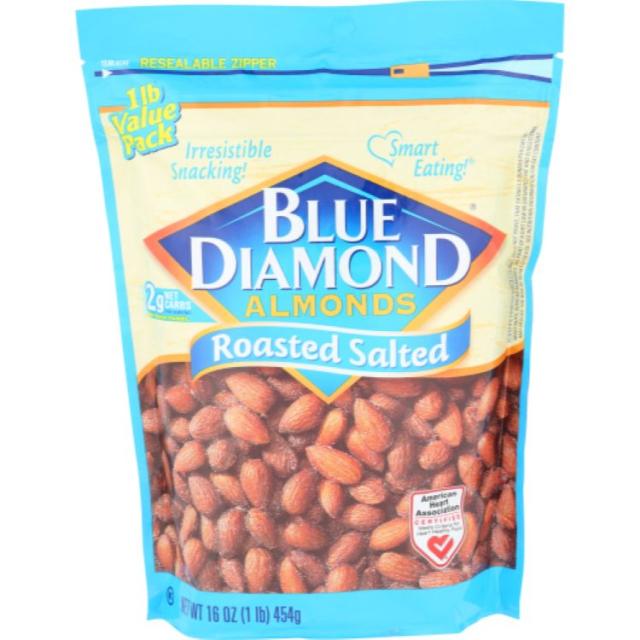 【お取り寄せ商品】[6個セットブルーダイヤモンド ローステッドソルテッド アーモンド 約453g  Blue Diamond Almond Rstd Salted 16OZ