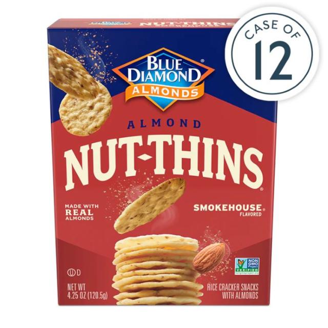 【お取り寄せ商品】[12個セット]ブルーダイヤモンドアーモンド ナッツシンズ スモークハウス グルテンフリークラッカー 120.5g Blue Diamond Nut-Thins Smokehouse Gluten-Free Crackers