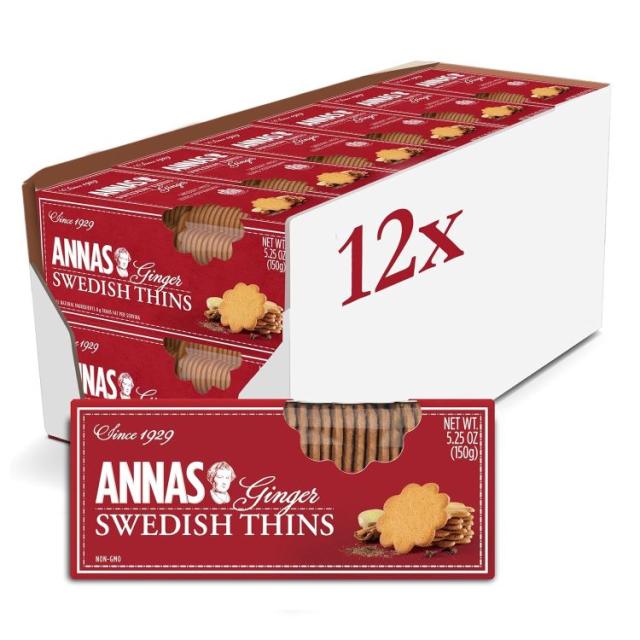 【お取り寄せ商品】アンナ シンズ  ジンジャーペッパーカコール 12パック Annas Thins - Ginger Pepparkakor - 5.25 Ounce (Pack of 12)