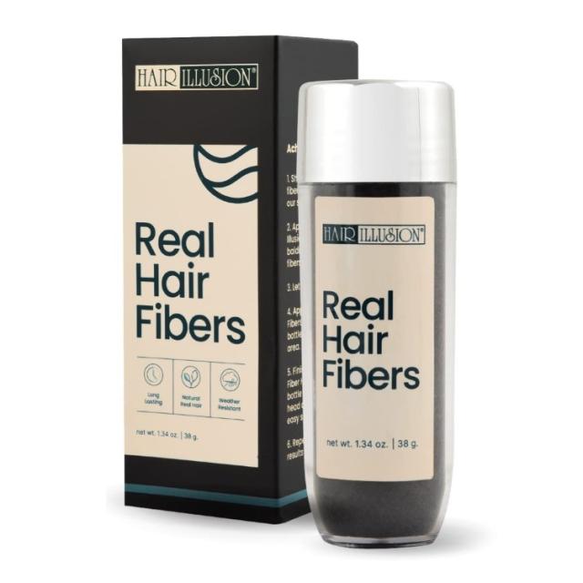 【お取り寄せ商品】ヘアイリュージョン ブラックリアルヘアファイバー 38g Hair Illusion Black Real Hair Fibers