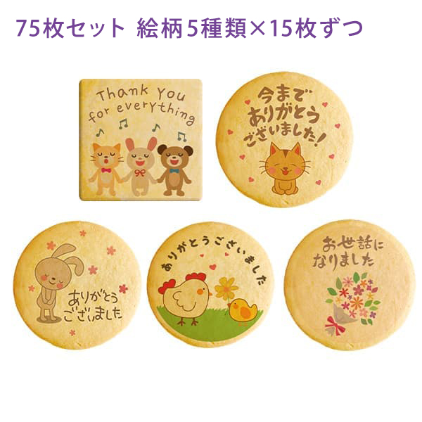 退職 お菓子 挨拶 シンプルなメッセージクッキー 75枚セット 箱入り
