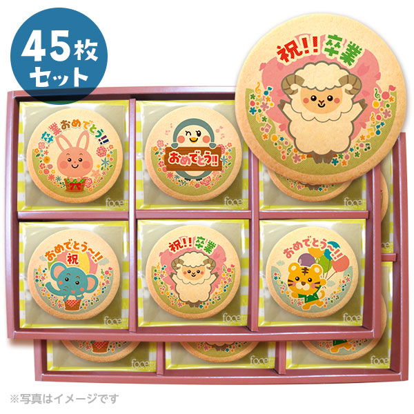 卒業 お礼 動物 卒業おめでとう 配りやすい個包装 45枚セット ギフトボックス入り