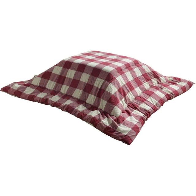 【i】【代引不可】 イケヒコ こたつ布団 長方形 205×285cm オーブ 赤  チェック インド綿 #5192259 大判 シンプル【北海道・沖縄・離島不可】