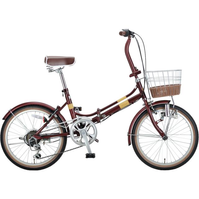 【お客様組立品】 キャプテンスタッグ エリーサFDB206（クラシカルレッド） 20インチ 自転車 折りたたみ