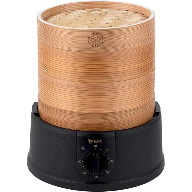 【在庫有・即納】エムケー精工 せいろ 蒸し器 二段 セット 21cmEM-215K 電気せいろ 蒸し器 中ふた付き レシピブック付き TEGARU=SEIRO 手軽せいろ