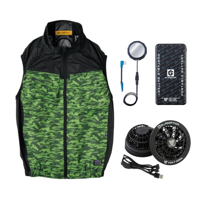 【在庫有・即納】コーコス信岡 ボルトクール ベスト ペルチェ セット ディアゴグリーン L G254149 空調 猛暑 夏 作業着 作業服 ファン・バッテリー付 VOLTCOOL