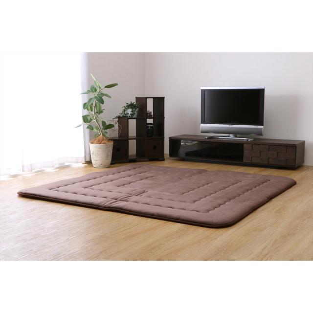 【I】【代引不可】イケヒコ・コーポレーション 防音ふっくら敷　フィーラ 190×190cm ブラウン 7012109　40mm厚敷【北海道・沖縄・離島不可】