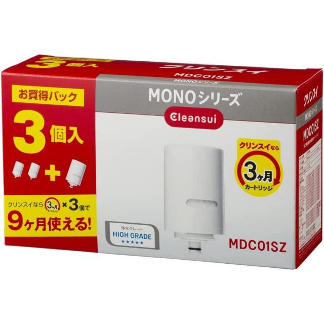 【在庫有】三菱ケミカル クリンスイ 浄水器用カートリッジ 交換用 3個入 増量パック MONOシリーズ MDC01SZ 交換カートリッジ【日時指定・代引き不可】