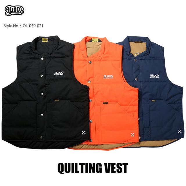 セールプライス!! BLUCO(ブルコ) OL-059-021 QUILTING-VEST 3色(ブラック・ネイビー・オレンジ)