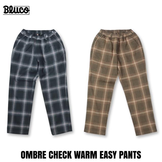 BLUCO(ブルコ) OL-41-044 OMBRE CHECK WARM EASY PANTS 2色(BLACK/BROWN)