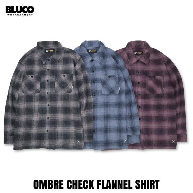 BLUCO(ブルコ) OL-11-047 OMBRE CHECK FLANNEL SHIRT 3色(BLACK/NAVY/PURPLE)