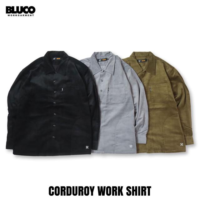 BLUCO(ブルコ) OL-11-007 CORDUROY WORK SHIRT 3色(BLACK/GRAY/OLIVE GREEN)
