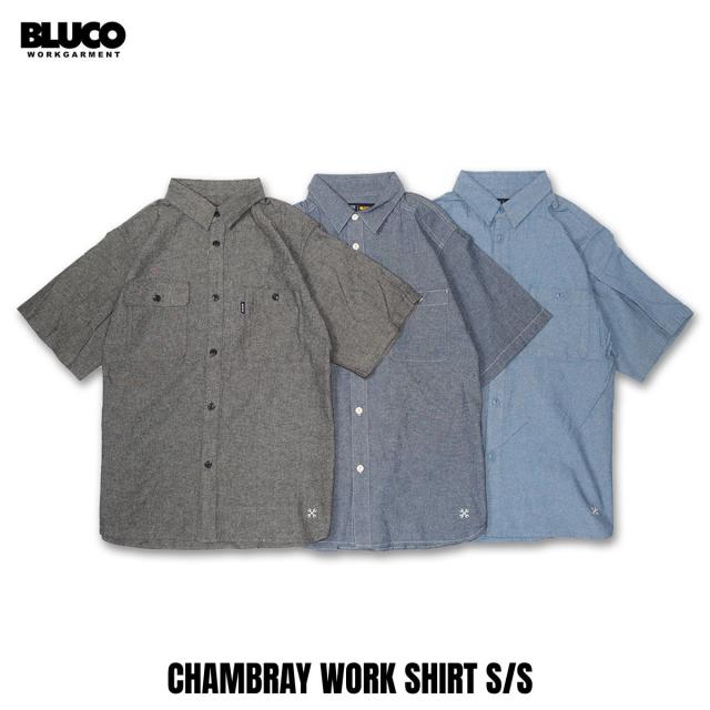 BLUCO(ブルコ) OL-21-005 CHAMBRAY WORK SHIRT S/S 3色(BLACK/NAVY/SAX)