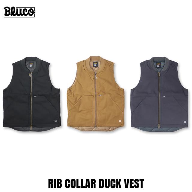 BLUCO(ブルコ) OL-35-013 RIB COLLAR DUCK VEST 3色(BLACK/BROWN/CHARCOAL)