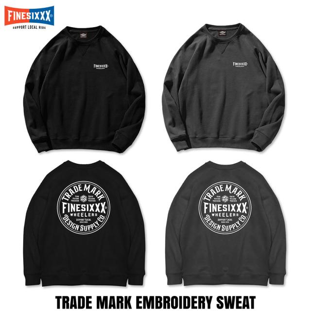 FINESIXXX(ファインシックス) TRADE MARK EMBROIDERY SWEAT 2色(BLACK/BLUE GRAY)