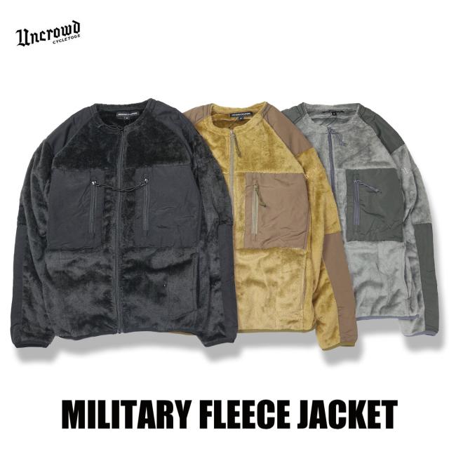 ☆セールプライス!! UNCROWD(アンクラウド) UC-503-022 MILITARY FLEECE JACLET 3色(BLK/OLV/SLT)